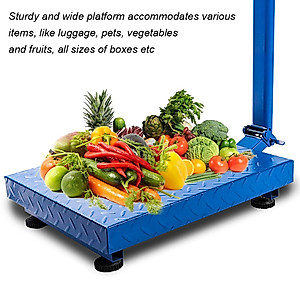 TUFFIOM 660lbs Weight Electronic Platform Scale,Digital Floor Heavy Duty Folding Scales,Stainless Steel High-Definition LCD Display,Perfect for Luggage Shipping Mailing Package Price (Dark Blue)