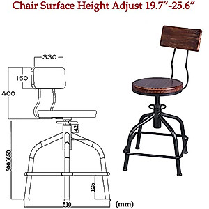 Topower Farmhouse Kitchen Stool, Industrial Counter Stool, Kitchen Deco Round Seat Standard Height Adjustable Swivel Bar Stools with Backrest Indoor House Design Wood Backrest Black Set of 2