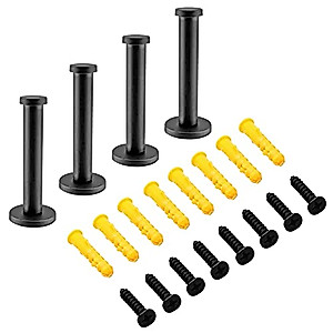 Augiimor 4Pcs Matte Black Round Hooks,Stainless Steel Black Robe Towel Hooks,Round Wall Towel Hooks Black Utility Shower Towel Hanger for Bedroom Bathroom & Kitchen (6"/15.2cm Length)