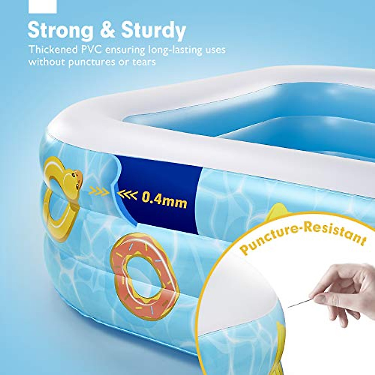 Inflatable Above Ground Pool for Adults - Blow up Kids Pools for Backyard, Inflatable Pool Above Ground Pool 118" x 72" x 22" Thickened Family Pool Kiddie Self Swimming Pool Blow up Pool for Ages 3+