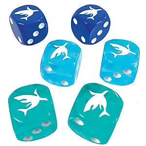 Shark d6 Dice Set | 6 Pcs | 16mm Six-Sided | Translucent Dice | Tabletop Roleplaying Games | RPG | from Steve Jackson Games
