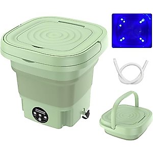 Portable Washing Machine and Dryer Combo, 8L Mini Folding Washing Machine Portable with Disinfection Function, Small Portable Washer and Dryer Combo for Apartments, Dorm, Camping, RV, Travel Laundry