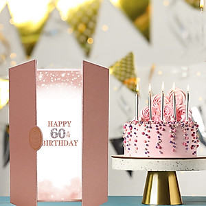 Trgowaul 60th Birthday Guest Book Alternative Decorations for Women, Rose Gold Happy 60th Birthday Decorations, 60 Years Old Party Signature Certificate, Card 60th Birthday Party Supplies Gift Sign