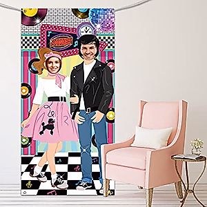 50s Party Decorations, 50's Photo Diner Backdrop, 50's Rock and Roll Banner Backdrop, Large 1950's Background Photobooth Prop, Back to 50's Rocking Party Backdrop for Baby Shower Birthday Party Supply