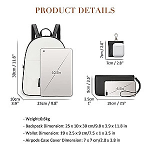 ECOSUSI Women Backpack Purse Water Resistant PU Leather Backpack Fashion Rucksack Ladies College Daypack with Tassel,3 Pcs (Black & Beige)