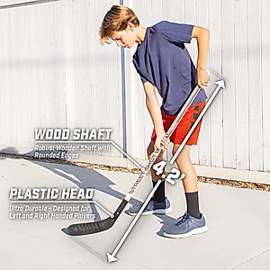 GoSports Street Hockey, Choose Between Street Hockey Goal Set with Sticks, or Street Hockey Sticks (2 Pack)