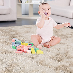 CAROMIO 9x12 Fluffy Area Rugs for Living Room Modern Plush and Thick Faux Fur Shag Rug Non-Slip Tie Dye Carpet for Bedroom, Fuzzy Shaggy Rugs for Kids Nursery Dorm, Beige Taupe