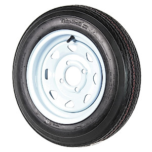 eCustomrim 2-Pack Trailer Tires On Rims 4.80-12 480-12 4.80 X 12 Load Range B 4 Lug Wheel White Spoke - 2 Year Warranty w/Free Roadside