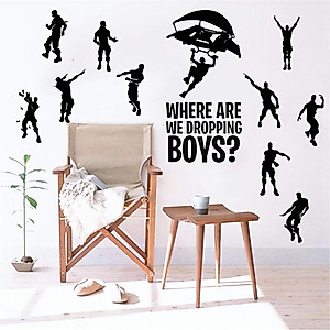 Game Sticker Creative Vinyl Wall Decal Art Poster for Kids Children Bedroom Playroom Gamer Video for Boys Decor-Where are We Dropping Boys(Middle)