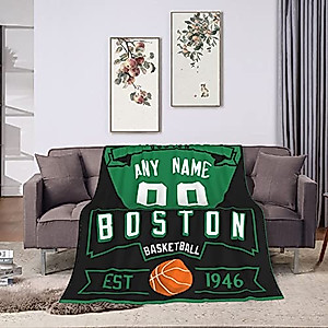 Custom Throw Blankets for Bed Personalized Basketball City Fans Gift Winter Summer Fleece Blanket Name and Number, 30"x40", 50"x60"