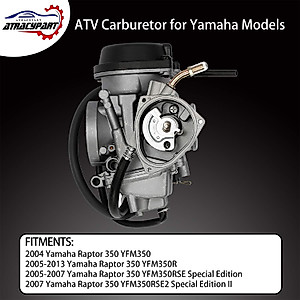 YFM350 Carburetor Compatible with 2004-2013 Yamaha Raptor 350 YFM350R YFM350RSE YFM350RSE2 Carb