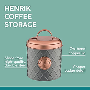 Typhoon Henrik Grey Lid Coffee Storage Canister with Copper Lid, 12 CM