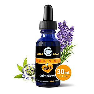 Cedar Bear - Pet’s Calm Down - All-Natural Dog Supplement for Stress Relief, Alcohol-Free Cat Calming Products, Also for Birds & Exotic Pets, 1 fl oz/30 ml