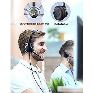 KLYLOP USB Headset, Headset with Mic Noise Reduction & in-line Control, 3.5mm/USB Wired Headphones, Stereo PC Headset with Mute, Headset with Microphone for PC Zoom Skype Webinar Home Office