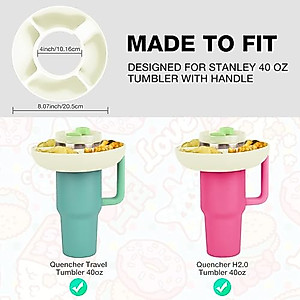 YUBIRD Snack Ring for Stanley Cup, Snack Tray for Stanley Cup 40 Oz, Silicone Snack Bowl Compatible with Stanley 40 Oz, Snack Holder for Stanley Cup (Cream White)