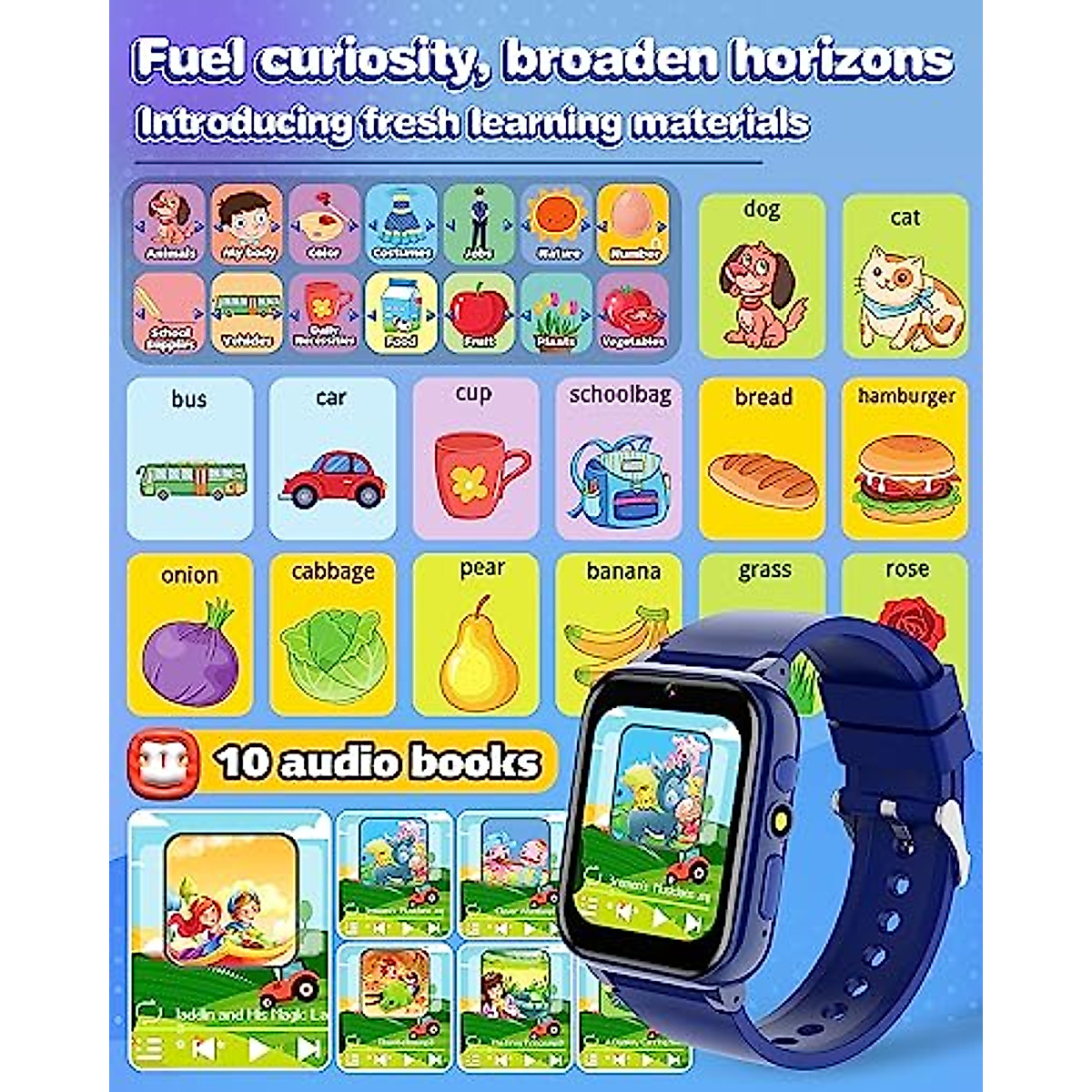 Fiechcco Kids Smart Watch Boys 4-6, Kids Watch Boys Gifts for Age 6-8 Birthday Christmas Stocking Stuffers for Kids Gifts for 3 5 7 6 8 Year Old Gift Ideas (Blue)