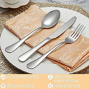 30 Piece Silverware Set Service for 6,Premium Stainless Steel Flatware Set,Mirror Polished Cutlery Utensil Set,Durable Home Kitchen Eating Tableware Set,Include Fork Knife Spoon Set,Dishwasher Safe