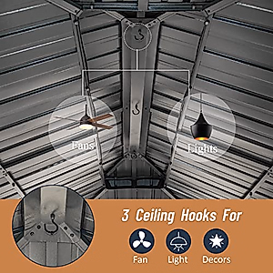 Domi 10' X 12' Hardtop Gazebo, Aluminum Metal Gazebo with Galvanized Steel Double Roof Canopy, Curtain and Netting, Permanent Gazebo Pavilion for Patio, Backyard, Deck, Lawn