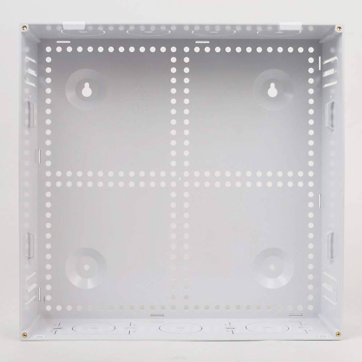 ICC 14” Plastic Structured Wiring Enclosure, Media Enclosure with Voice, Data, and Video Modules with Cover, Recessed Wall Box for Distribution of Networking Services, White