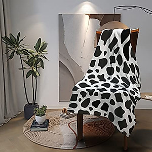 Cow Print Blanket 50"×60" Soft Throw Blanket for Couch Super Soft Thick Blanket Cozy Fluffy Blanket Black White Gifts for Women Mom Dad Friends Sister Teen Girls Grandpa Sofa