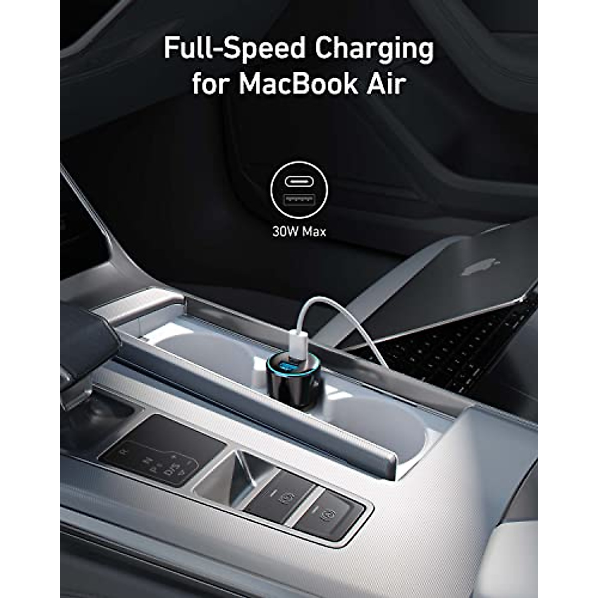 Anker USB C Car Charger, 49.5W PowerDrive Speed+ 2 Adapter with One 30W PD Port for iPhone 14 13 12 11 Pro Max mini X XS, S10/S9, MacBook Air, iPad Pro,and One 19.5W Fast Charge Port for S8 and More