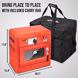 Hike Crew Outdoor Gas Camping Oven w/Carry Bag | 2-in-1 Portable Propane-Powered Stovetop & Oven w/ 2-Burner Cooktop Range, Auto Ignition, Overheat Safety Shutoff, Built-In Thermometer, Hose Regulator