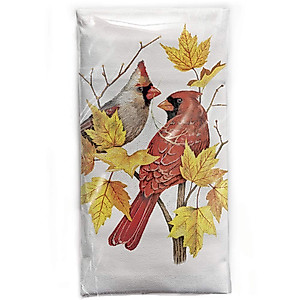 Mary Lake-Thompson Cardinals on a Maple Branch Cotton Flour Sack Dish Towel