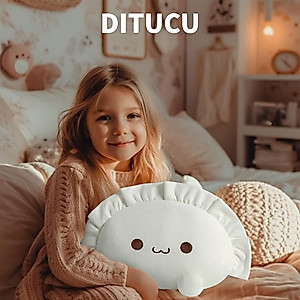 Ditucu Cute Dumpling Plush Pillow Funny Food Soup Stuffed Animals Plushies Toys Soft Hugging Gifts for Kids White 8 inch