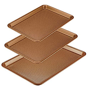 Ayesha Curry Nonstick Bakeware Set/Baking Pans - 3 Piece, Brown