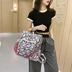 Vensivy Women's Snake Print Backpack Snakeskin Purse Handbag Shoulder Bag Casual Multipurpose Tote Travel Rucksack (White)