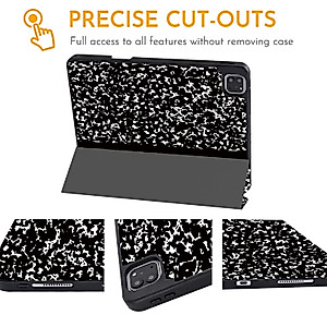 Hi Space for iPad Pro 11 Case Notebook with Pencil Holder 2022 2021 2020 2018 for iPad 11 Pro Case Black Composition Book Cover Auto Sleep Wake foriPad Pro 11 4th/3rd/2nd/1st Gen