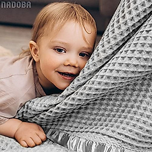 Thermal Baby Blanket for Girls and Boys - Waffle Weave Blanket Satin Baby Blanket - Throw Blanket for Baby Receiving Blankets - Soft Waffle Blanket