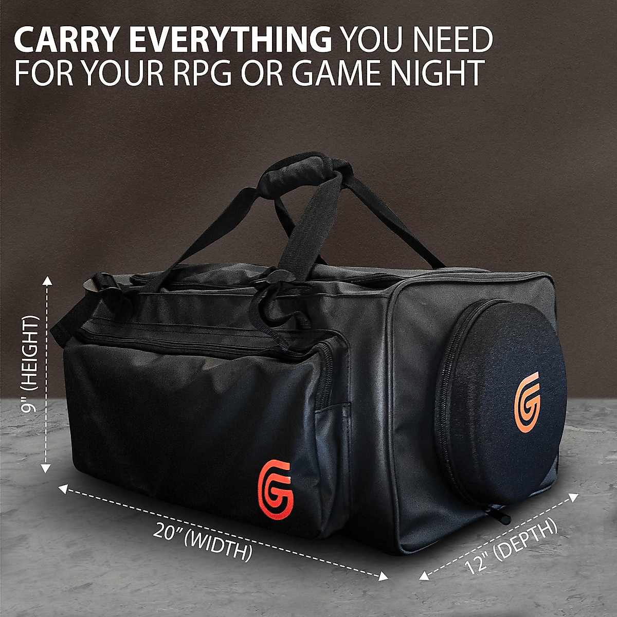 Ultimate Gaming Duffel Bag w/Shoulder Strap - Perfect for Board Games and RPG Players - Removable Dice Tray | Miniature Foam Inserts | Tons of Storage & Pockets | Battle Mat Storage