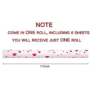 WRAPAHOLIC Wrapping Paper Sheet - Pink with Fuschia Foil Prints for Birthday, Holiday, Party, Baby Shower - 1 Roll Contains 6 Sheets - 17.5 inch X 30 inch Per Sheet