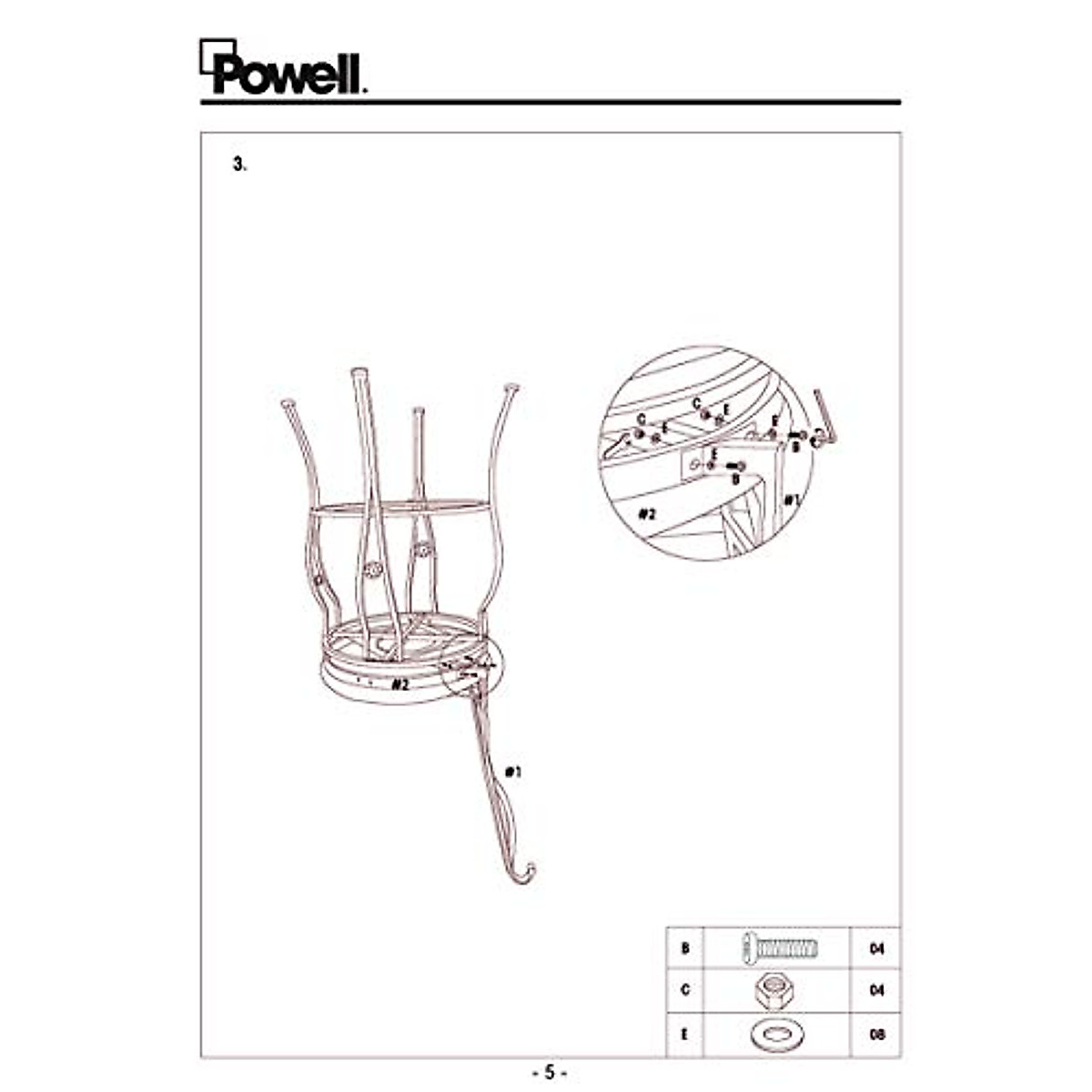 Powell Company Big and Tall Copper Stamped Back Barstool with Arms Bar Stool, Bronze
