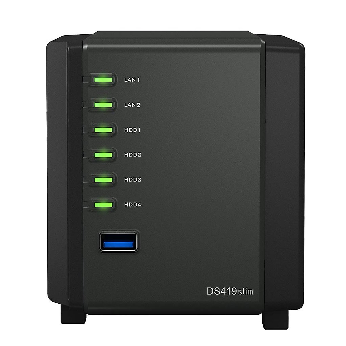 Synology DiskStation DS419slim Compact Desktop NAS Server, Marvell Armada 385 88F6820, 512MB DDR3 SDRAM, 4TB SSD, DSM Software