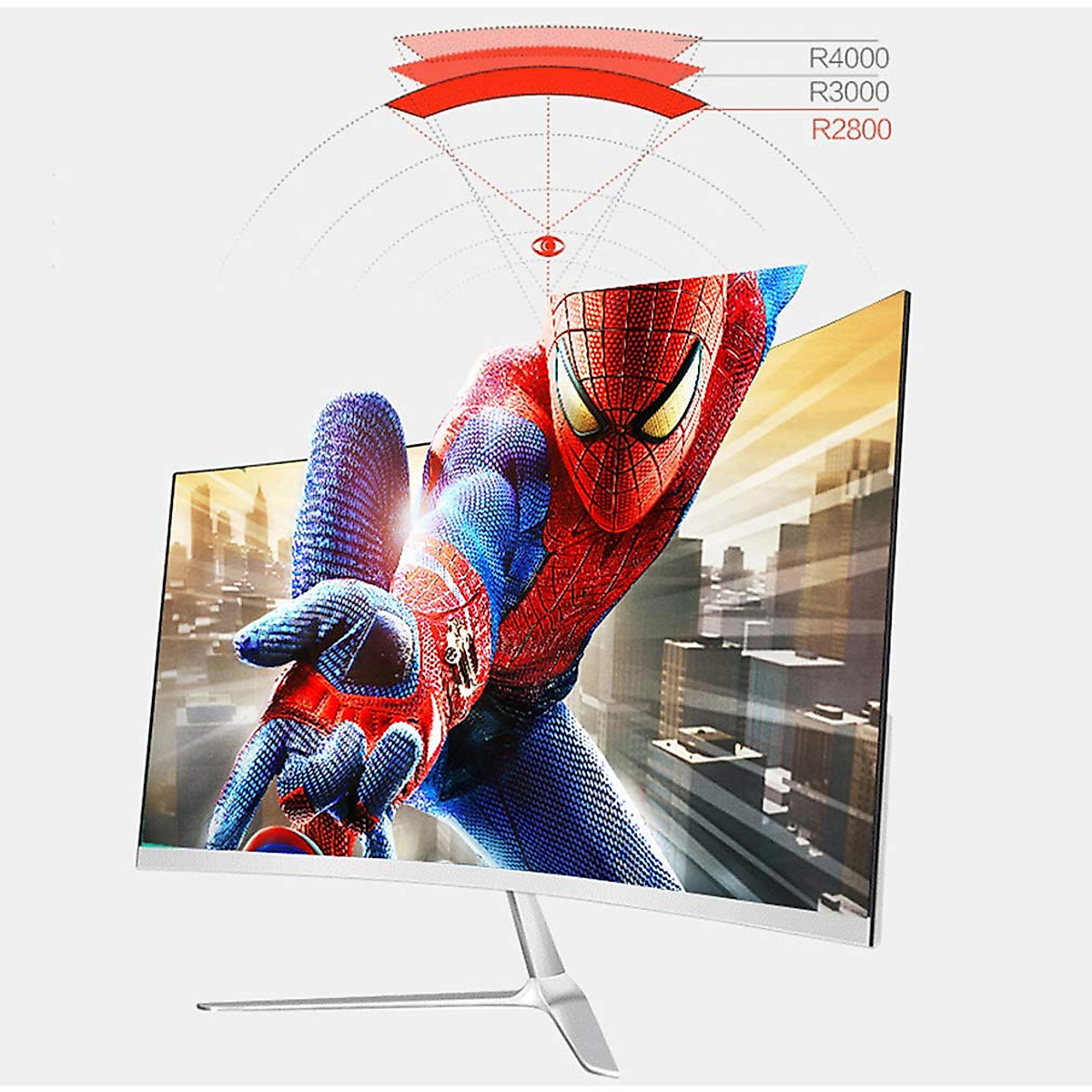 N / A NFJ024 24 Inch Gaming Monitor for Esports, IPS Curved Screen 1920 * 1080P Frameless 144Hz Refresh Rate 1Ms (HDMI VGA Interface) Low Blue Light Mode, for Home and Office, White