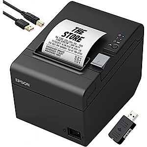 Epson TM-T20III Thermal Wireless POS Receipt Printer with Wireless Dongle, Black - WiFi, Ethernet, USB-B Interfaces and DK Port - 250mm/sec, 203 dpi, Auto-Cutter, DAODYANG Printer_Cable