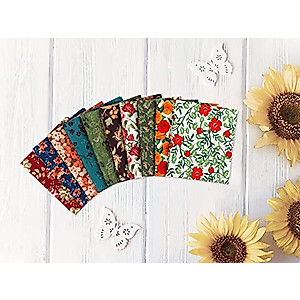 Craftido -25 Options- 100% Cotton Quilting Fabric Bundles 10pcs Fat Quarters 18”x21”-Medium Weight 5.2 oz- for Quilting, Sewing Project, Patchwork, DIY Crafts - Retro Style