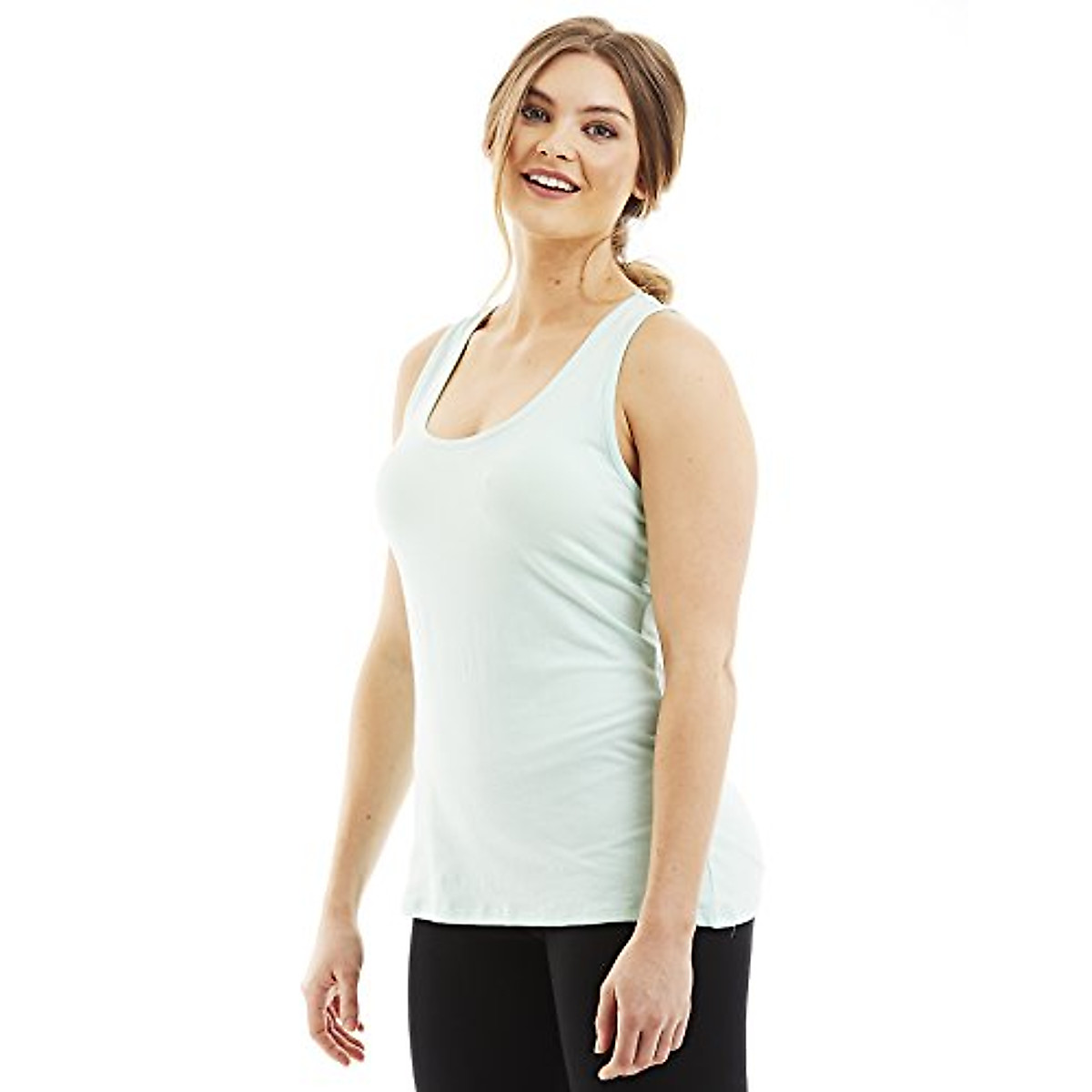 Caramel Cantina 3 Pack Cotton Racerback Tanktop (Large, Black/H.Grey/Mint)