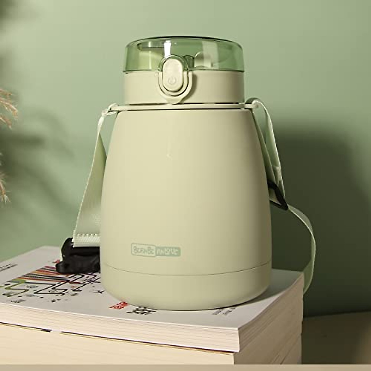 MOIOIBE 32oz Insulated Water Bottle with Straw for Women Kawaii Water Bottle for Kids Big Green Water Jug Cute Bottles with Strap Leak-proof and No Sweat