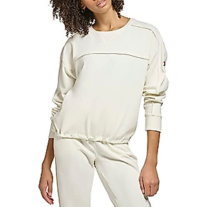 Tommy Hilfiger Women's Piping Rib Cuffs Woven On Other Sleeve Crew, Eggshell