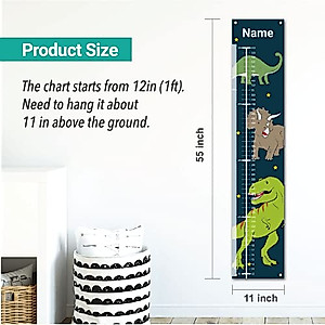 Personalized Kids Canvas Growth Chart, Kids Height Chart, Growth Chart Banner, Dinosaur Theme