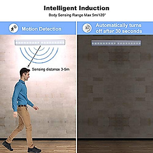 LEPOTEC 20 LED Under Cabinet Kitchen Lighting Battery Powered Lights, Wireless Under Counter Light, Closet Lights, Night Light Hallway Light Stairs Lights,LED Motion Sensor Light (2 Pack)