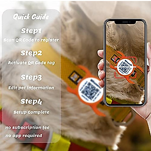 QR Personalized Pet ID Dog Tags, Silent Silicone QR Code ID Tags, Send Pet Location Alert Email When Scanning, No App Need, Multi-Pet Management, Black&White