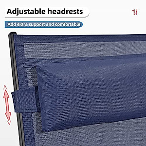 PURPLE LEAF Outdoor Lounge Chair Set Aluminum Patio Chaise Lounger with Side Table and Pillow for Outside Pool Beach Sunbathing Tanning Recliner Navy Blue