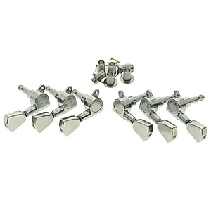 Wilkinson 3L3R Chrome E-Z Post Guitar Tuners EZ Post Guitar Tuning Keys Pegs Machine Heads with Tulip Button for Les Paul or Acoustic Guitar