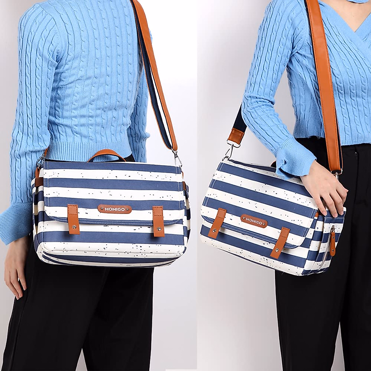 Baby Diaper Stroller Bag - Diaper Caddy Tote Baby Stroller Bag Nursery Storage Bin for Diapers, Wipes & Toys Diaper Bag With Stroller Hooks, Classic Stripes (Blue)