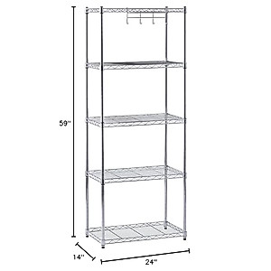 Muscle Rack 5 Tier Wire Chrome Shelving Unit 24" W x 14" D x 59" H