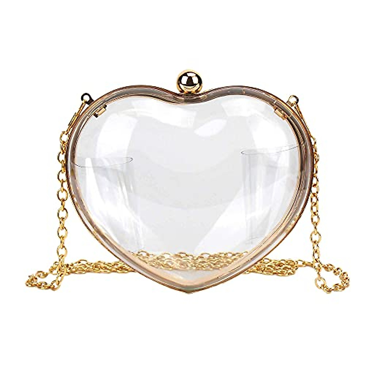 Buddy Supplies Women Acrylic Transparent Clutch Purse Heart Shape Shoulder Bag Party Chain Handbags